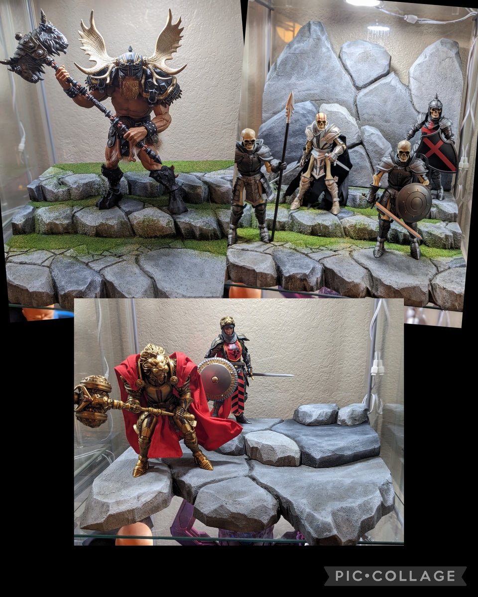 Modular Grass and Stone Riser/Backdrop Action Figure Display Diorama ...